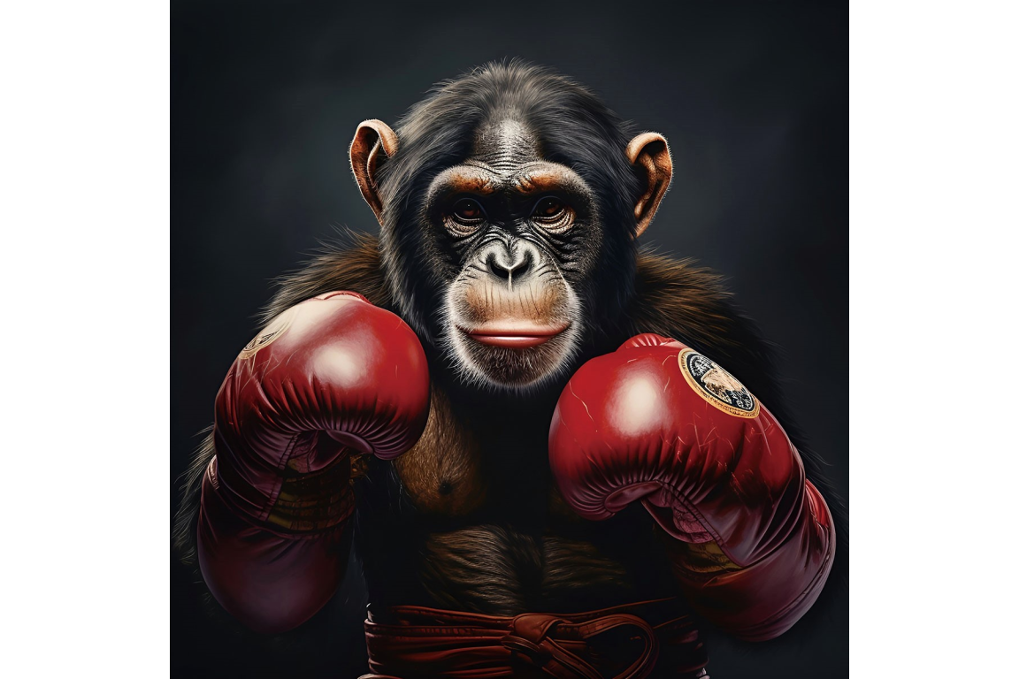 Boxing Monkey Wall Art - Mini