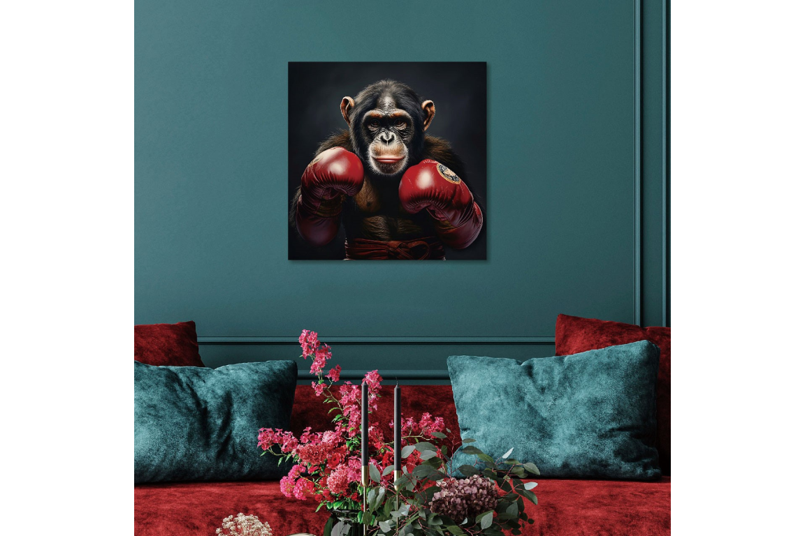 Boxing Monkey Wall Art - Mini