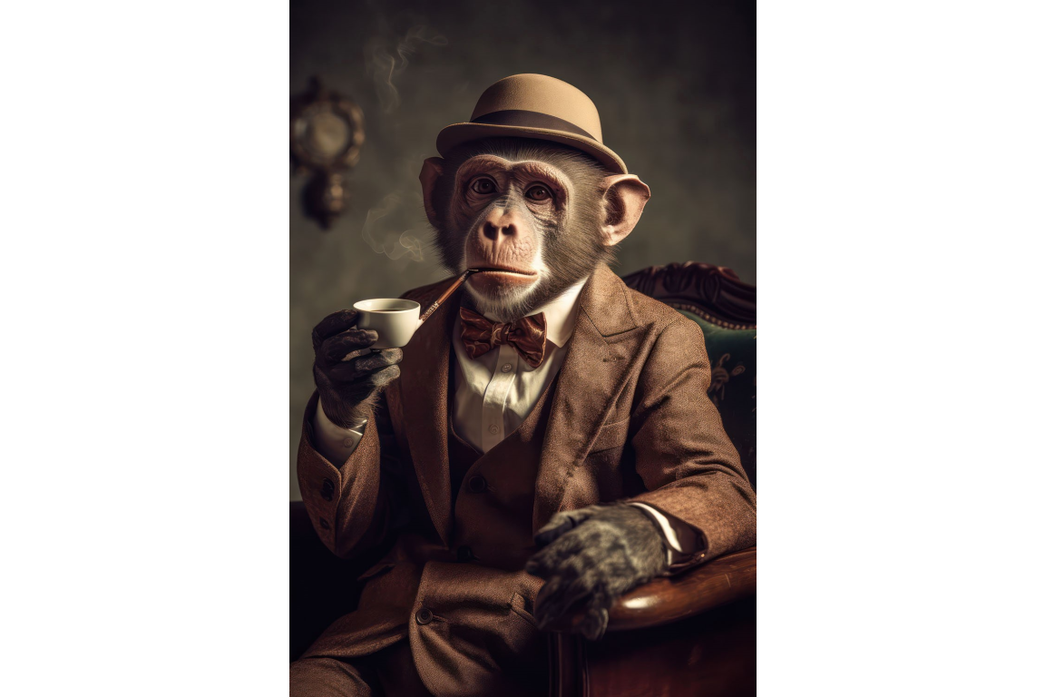 Monkey With Pipe Wall Art