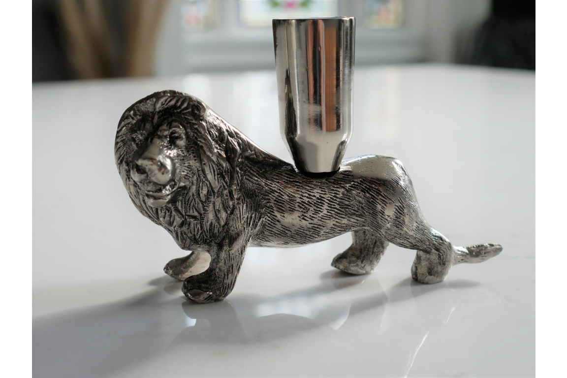 Aluminum Lion Candle Holder