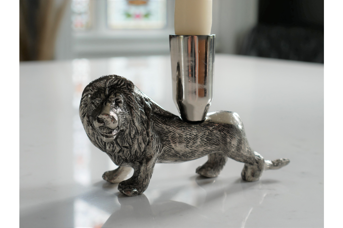 Aluminum Lion Candle Holder