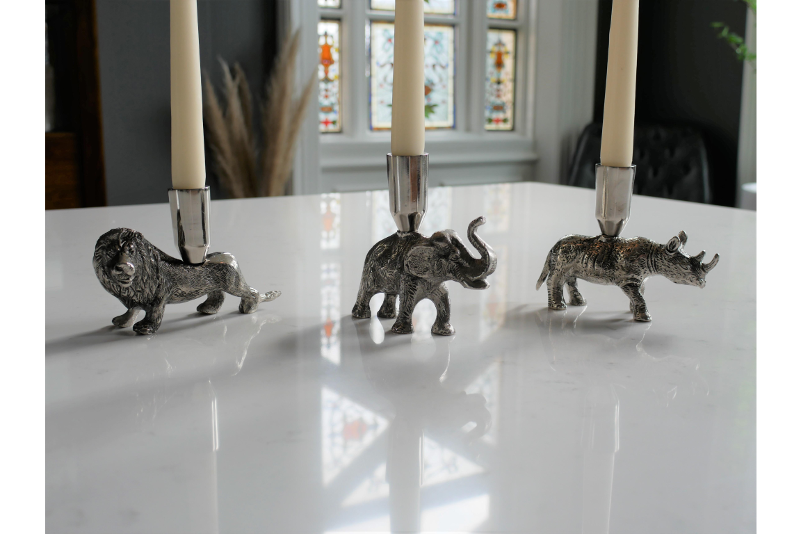 Aluminum Lion Candle Holder