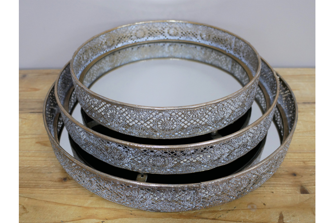 Set Of 3 Mirrored Trays