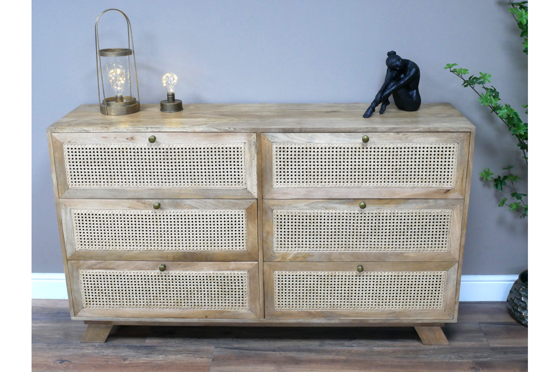6 Drawer Rattan Cabinet